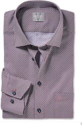 Marvelis Chemise à manches longues pour homme, coupe confortable, unie, 13 New Kent, Rouge foncé 39, 45