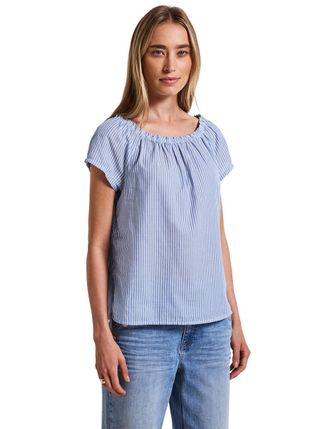 Street One Damen A345797 Gestreifte Leinenmix-Bluse, Original Blue, 44