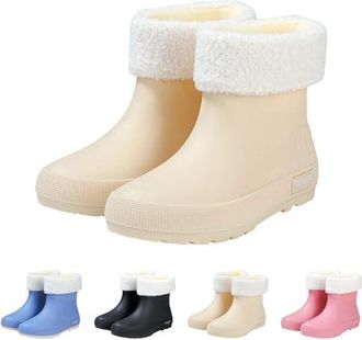 Generic Bottes dhiver en caoutchouc pour femme avec doublure en peluche, amovibles et lavables, imperm&eacute;ables, antid&eacute;rapantes, chaudes, pour le travail, la p&ecirc;c