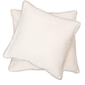 David Fussenegger Sylt Housse de Coussin Unie avec Point d&eacute;coratif, Coton, &Eacute;cru, 40 x 40 cm