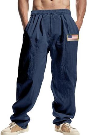 Generic Pantalon en lin pour homme - Pantalon de sport en lin pour homme - Pantalon sarouel d&eacute;contract&eacute; en coton - Pantalon de travail fin pour homme - Pantal