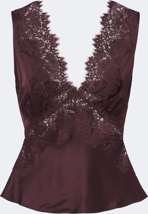 Rixo Top Emmie en satin &agrave; dentelle