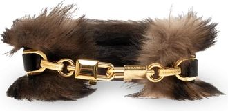 Dolce & Gabbana Schulterriemen f&uuml;r Tasche aus Shearling und Palmellato-Kalbsleder - - Bags - Damen - Schwarzk - ONE SIZE