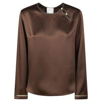 Forte_Forte Femme, Blouses et Chemises, Brun, Taille: 38 FR Camicia Satin