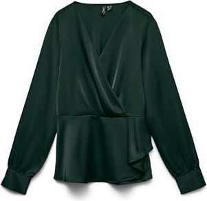Vero Moda Vero Moda Vmlea Ls Detail Top WVN, Vert pin, XL Femmes