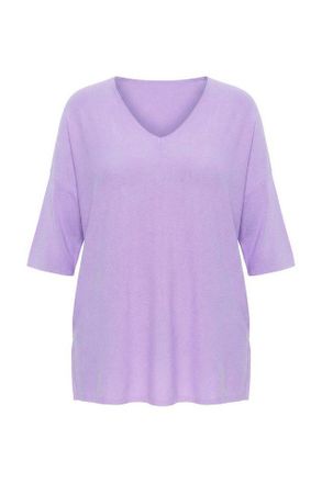 Ulla Popken Strickpullover Pullover Oversized V-Ausschnitt Halbarm