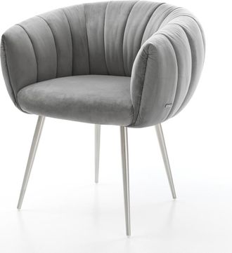 DELIFE Esszimmerstuhl Jada-Flex Samt Grau 4-Fu&szlig; konisch Edelstahl Taschenfederkern, Esszimmerst&uuml;hle