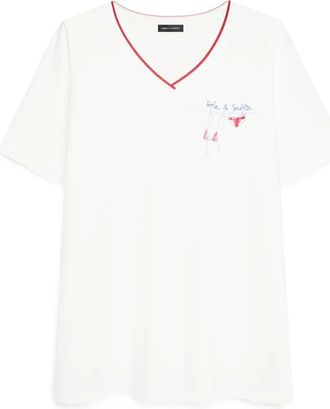 Fiorella Rubino Femme, Tops, Blanc, Taille: 38 FR T-shirt en coton avec imprim&eacute; et lettrage