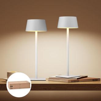 Philips Solar Tischlampe Kabellose 2 Stück, Portable LED Akku Tischleuchte mit 2 stufig höhenverstellbar, Touch Stufenlos Dimmbar Nachtlicht, Wasserdicht für 