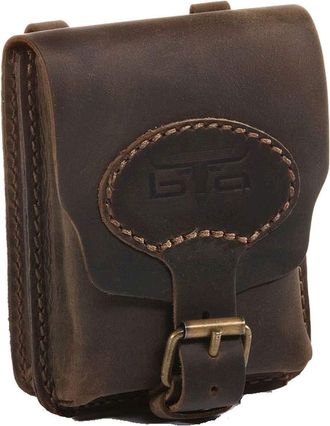 Mika 28059822 - G&uuml;rteltasche M aus Echt Leder/Sattelleder mit unterteiltem Hauptfach und 2 G&uuml;rtelschlaufen, H&uuml;fttasche im Hochformat, Belt Pouch in Dunkelb