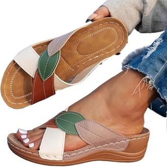 Generic Sandales Femmes, Sandale Femme Confortable Sandales dété for femmes, chaussures de marche respirantes, à enfiler, sandales compensées rétro(White,38)