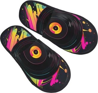 Generic Disque Vinyle Cd Musique Color&eacute;e Homme Femme Slippers Doux Chaussures De Maison Antid&eacute;rapantes Pantoufles Pour Ext&eacute;rieur Int&eacute;rieur Maison M