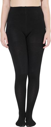 Ulla Popken Damen gro&szlig;e Gr&ouml;&szlig;en &Uuml;bergr&ouml;&szlig;en Plus Size Thermo-Strumpfhose, Muster, Thermofleece schwarz 54+ 833808100-54+