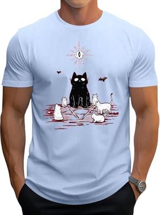 Generic T-shirt &agrave; manches courtes pour homme | T-shirt &agrave; manches courtes pour Halloween avec col rond surdimensionn&eacute; - V&ecirc;tements d&eacute;t&eacute; tendance en coton, bleu 
