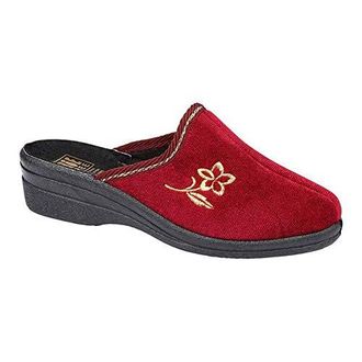 Foster Shoes Helen Chaussons chauds en velours pour femme - Mules dint&eacute;rieur confortables &agrave; semelles compens&eacute;es - Pointure 35,5-42 - Multicolore - bordeaux, 39.5