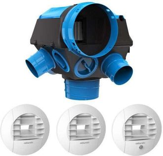 Atlantic Hygrocosy BC 2 WMV-Set - Einseitig feuchtegeregelt 6 Sanit&auml;ranlagen + 3 batteriebetriebene Ausl&auml;sse - 231m&sup3;/h - ATLANTIC - 412320