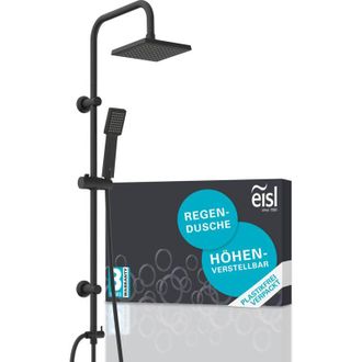Eisl Duschsystem ohne Thermostat Dusche Regendusche Edelstahl Brausestange H&ouml;henverstellbar Kopfbrause eckig mit Handbause Dichtung zum Wasser sparen