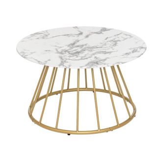 Atmosphera Atmosphera - Table Basse Effet Marbre Rayo 70cm Blanc