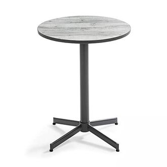 Oviala Table bistrot Ronde en Acier et c&eacute;ramique Effet Bois Gris - Tivoli