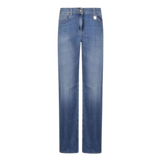 Elisabetta Franchi Palazzo Jeans mit Logo-Detail - - Jeans - Damen - Blau - W27