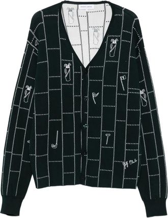 Maison Labiche cardigan à motif grille - Vert