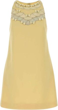 Valentino Garavani Femme, Robes, Jaune, Taille: 40 FR Robe Courte Broderie Couture en Cr&ecirc;pe