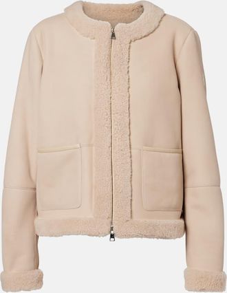 Moncler Veste doudoune en daim et shearling