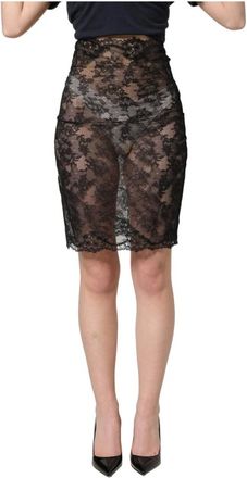 Dolce & Gabbana Femme, Jupes, Noir, Taille: 36 FR Jupe Courte Taille Haute en Dentelle Florale