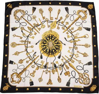 Herm&egrave;s T&uuml;cher & Schals - Hermes Classic Les Clefs Silk Carre 90 Scarf Tuc - Gr. unisize - in Schwarz - f&uuml;r Damen