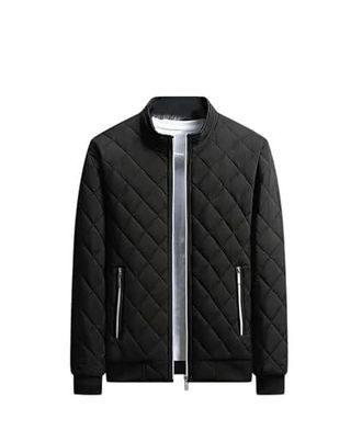 Generic Veste bomber épaisse et chaude avec fermeture éclair pour homme - Automne Hiver - Affaires - Décontracté - Soirée, Noir, M