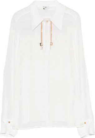 Elisabetta Franchi Femme, Blouses et Chemises, Blanc, Taille: 40 FR Blouse D&eacute;tail Cha&icirc;ne
