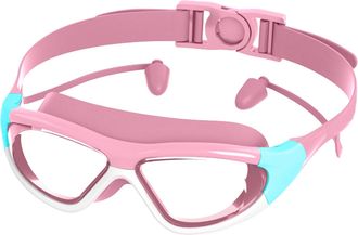 Generico Schwimmbrille f&uuml;r Kinder, Schwimmbrille mit Ohrst&ouml;pseln, UV-Schutz, Anti-Beschlag-Getriebe, gro&szlig;er Rahmen, f&uuml;r den Rahmen von 2 bis 14 Jahren, mit Box