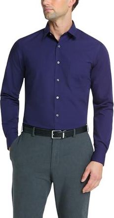 Van Heusen Mens Dress Shirt Fitted Poplin Solid, Persian Blue, 15.5 Neck 34-35 Sleeve