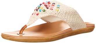 The Sak Damen Shana Crochet Thong Flache Sandale, Ecru Bali Beads, 38 EU