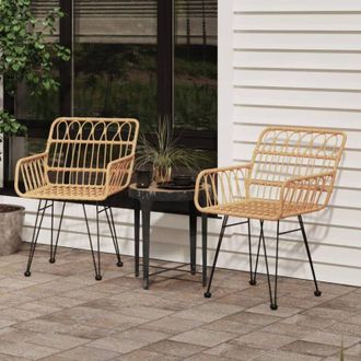 vidaXL Vidaxl - Chaises de jardin 2 pcs et accoudoir 56x64x80 cm R&eacute;sine tress&eacute;e