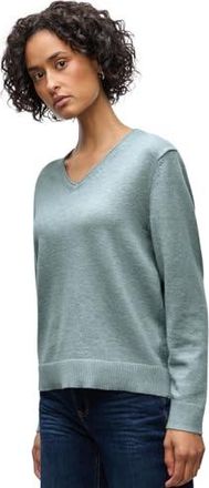 Street One 3015725 Pull Douillet à col en V, Nile Blue Mel, 38 Femme