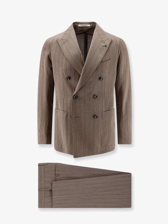Tagliatore Double-breasted virgin wool suit with herringbone pattern - TAGLIATORE - gender_Man