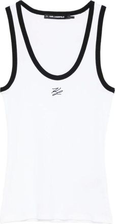 Karl Lagerfeld Femme, Tops, Blanc, Taille: 40 FR Logo Tank Top