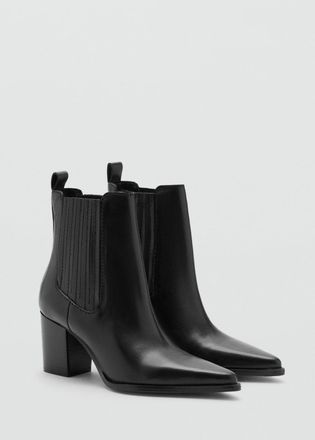 Mango Spitze Ankle Boots aus Leder schwarz - Damen - 35 - MANGO