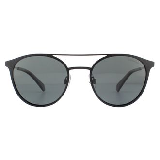 Polaroid Runde Unisex Schwarz Grau Polarisierte Sonnenbrille