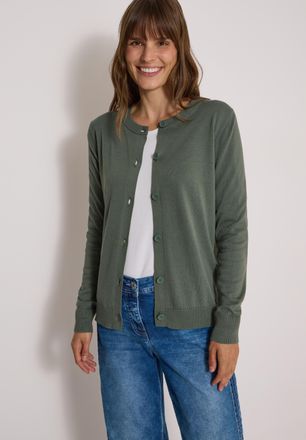 Cecil Cardigan CECIL, Damen, Gr. XXL (46), dried olive gr&uuml;n, Web, 60% Baumwolle, 40% Viskose, unifarben, comfort fit normal, Rundhals, Rippb&uuml;ndchen, Strickj