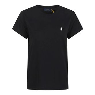 Polo Ralph Lauren Femme, Tops, Noir, Taille: 36 FR T-shirt &agrave; Manches Courtes avec Poney Brod&eacute;
