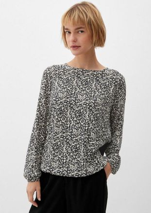s.Oliver Langarmshirt T-Shirt Blusenshirt im Materialmix mit Print