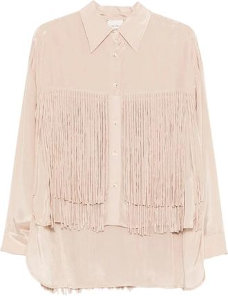 Alysi Femme, Blouses et Chemises, Beige, Taille: 36 FR Camicia visco trim