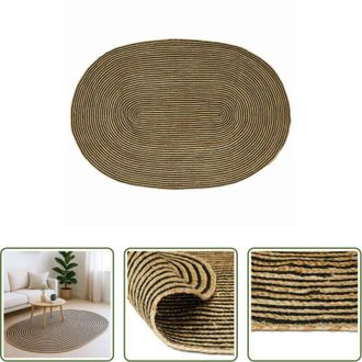 vidaXL Jute - Teppich Nat&uuml;rlich und Schwarz 152 x 245 cm Jute
