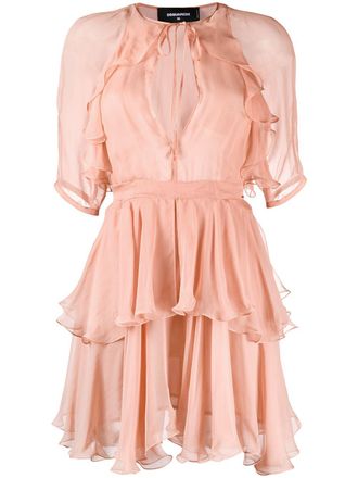 Dsquared2 robe courte Delilah &agrave; volants - Rose