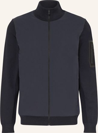 HUGO BOSS Strickjacke Momentum Im Materialmix Mit Merinowolle blau
