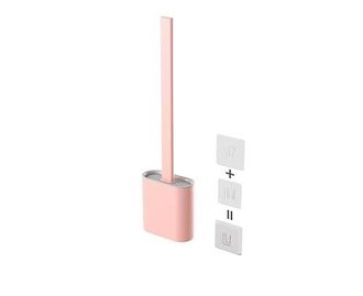 Generic Brosse WC et support en silicone rose