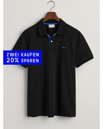 GANT Piqu&eacute;-Poloshirt mit Stretchanteil und Label-Stickerei, Regular Fit in