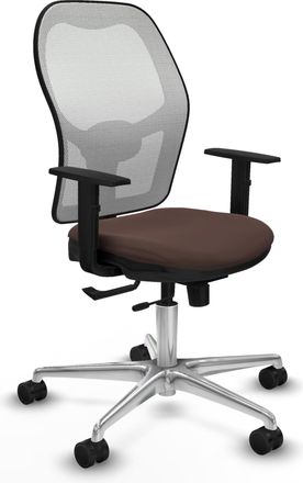 Piqueras y Crespo Schreibtischstuhl mit R&uuml;ckenlehne und 1D-Armlehnen, h&ouml;henverstellbare Lendenwirbelst&uuml;tze, ausgestattet mit Syncro/Traslack und injiziertem Schaum. Wei